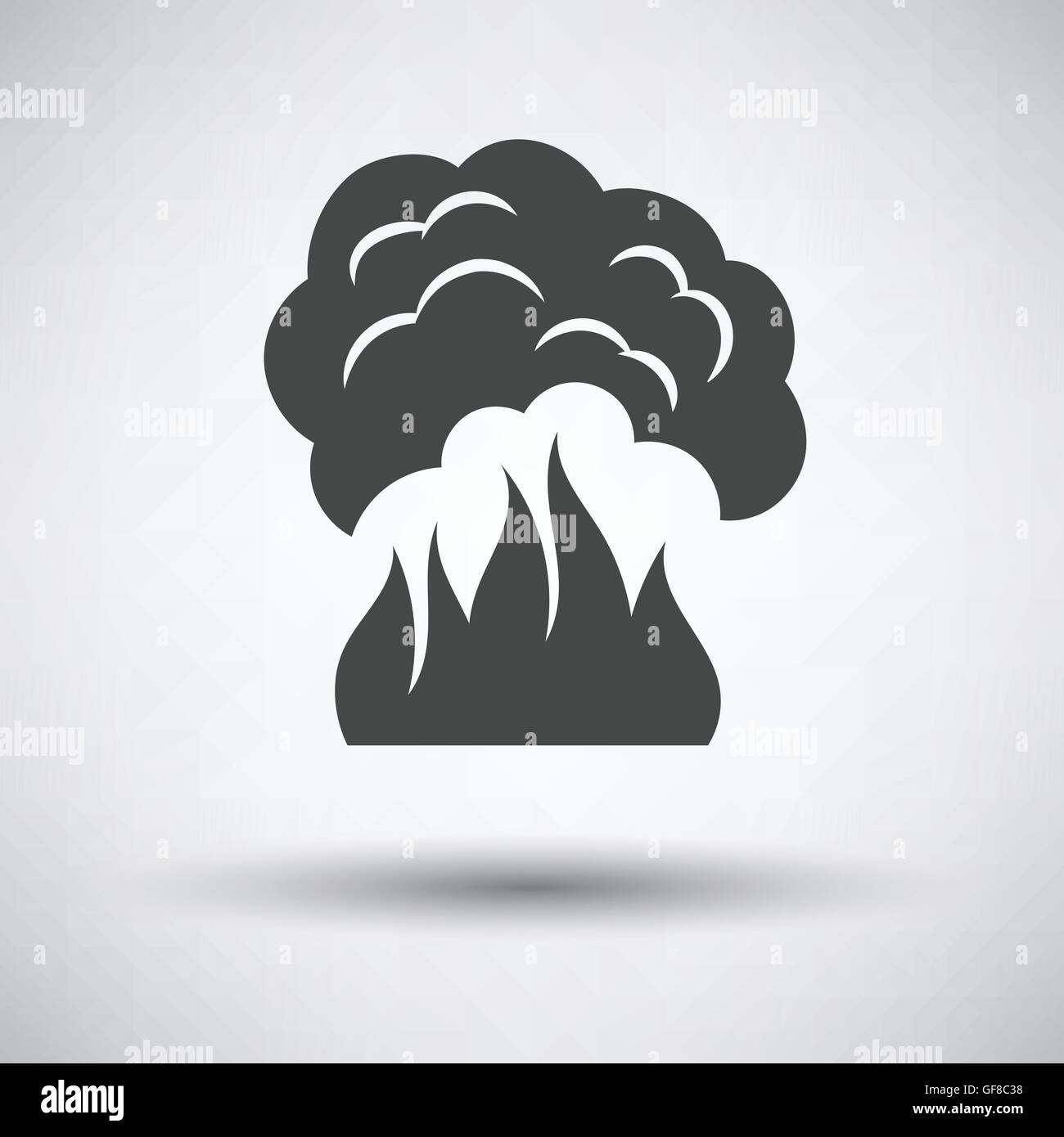 Fire and smoke icon on gray background with round shadow. Vector ...
