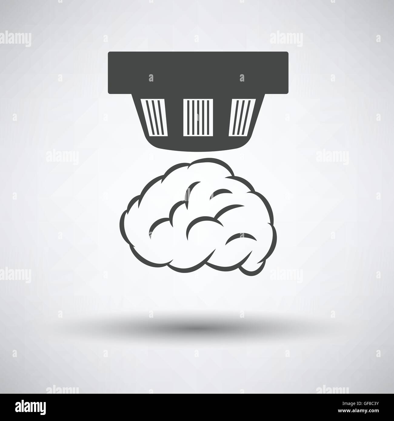 Smoke sensor icon on gray background with round shadow. Vector ...