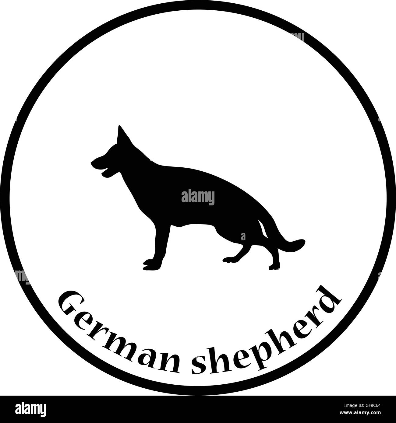 German shepherd icon. Thin circle design. Vector illustration Stock ...