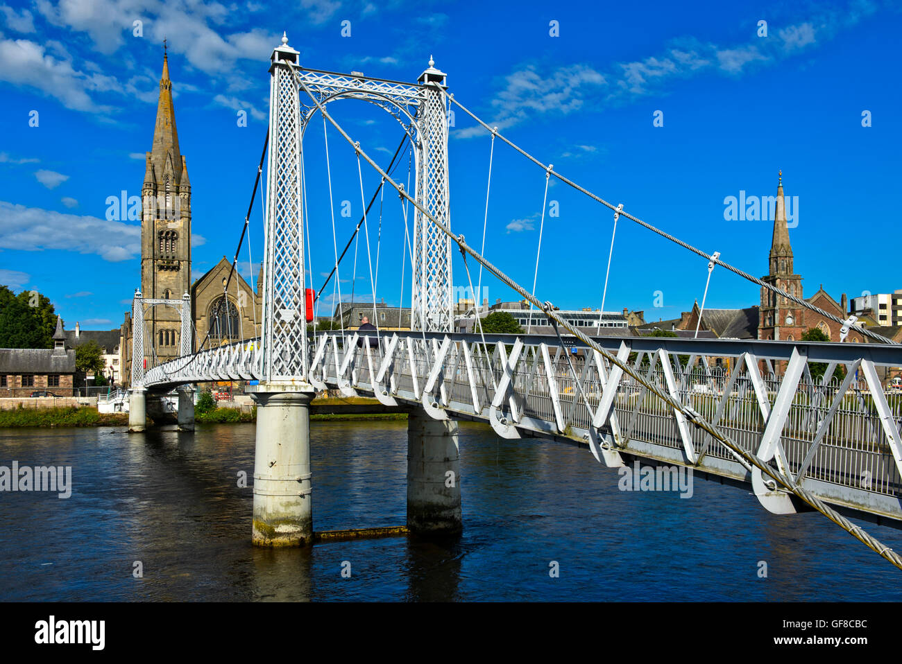 Greig Street Suspension Bridge across River Ness, Inverness, Scotland ...