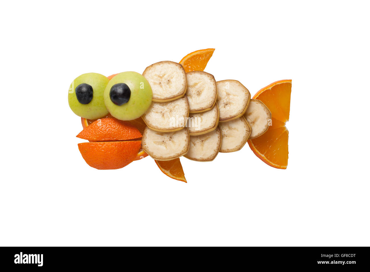 Funny fish made of banana and orange Stock Photo - Alamy