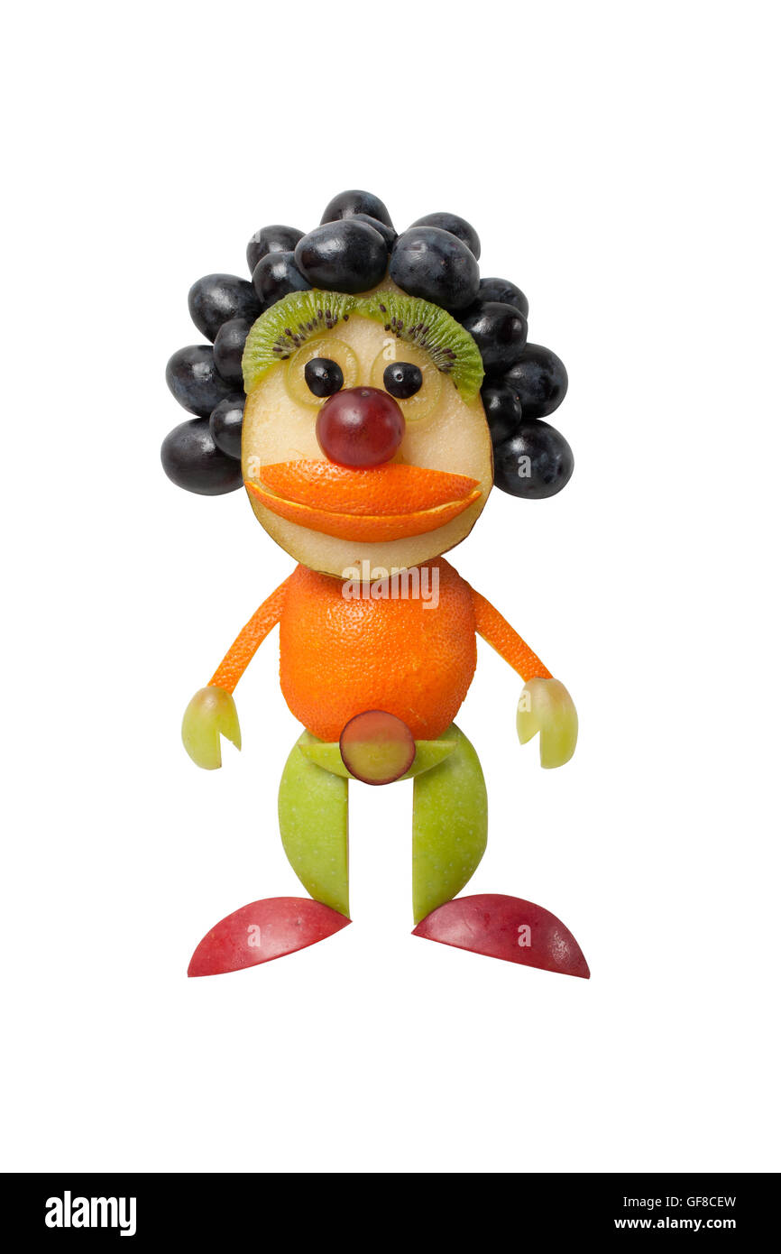 Clown made of fruits on isolated background Stock Photo - Alamy