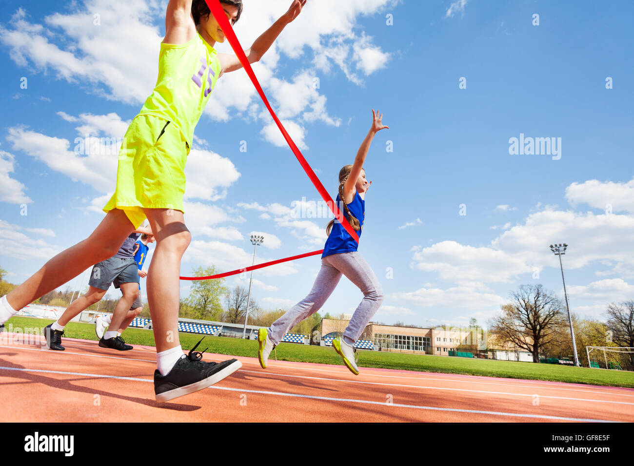 Kids Crossing The Finish Line