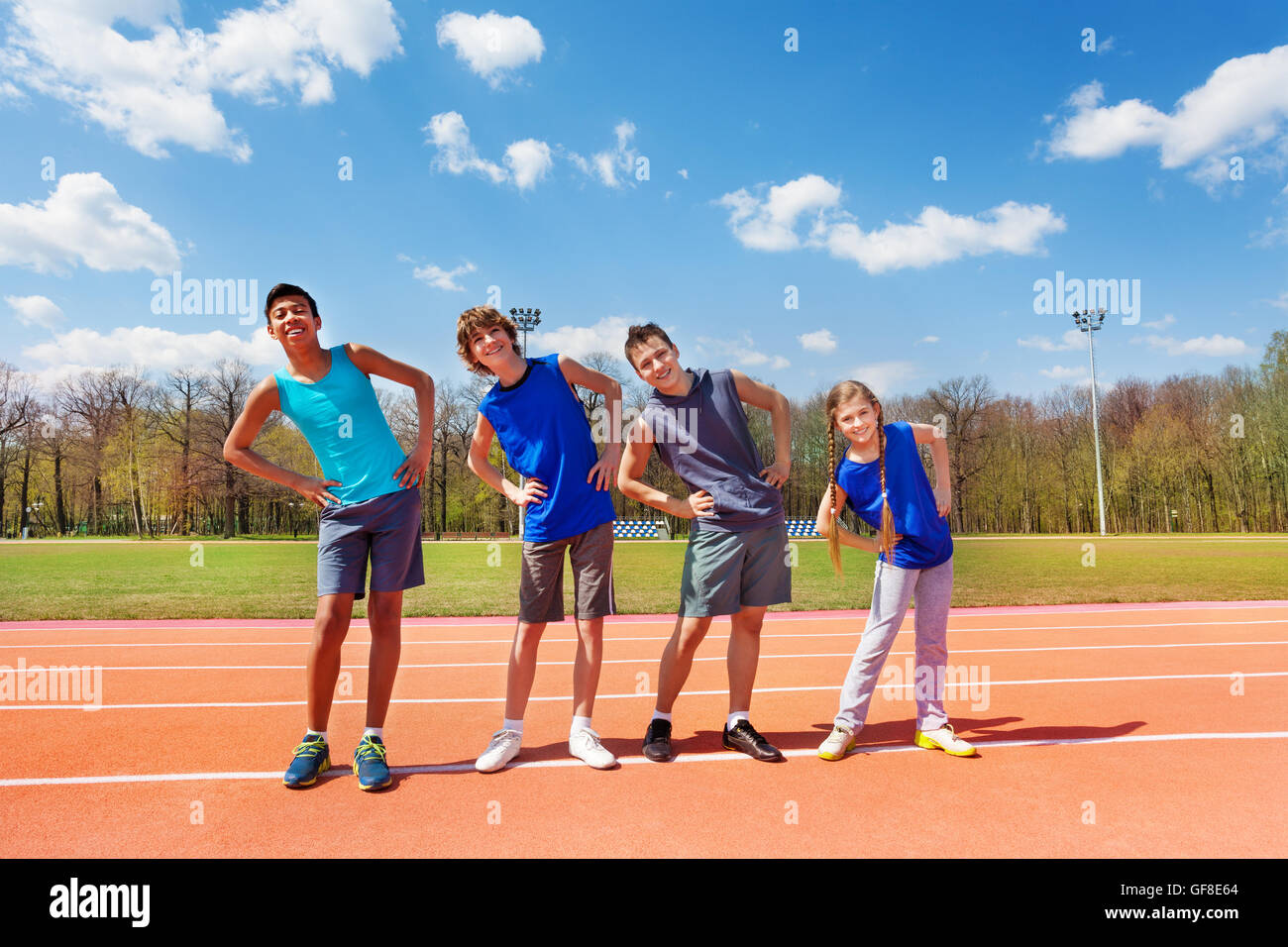 Outdoor school class stretching hi-res stock photography and images - Alamy