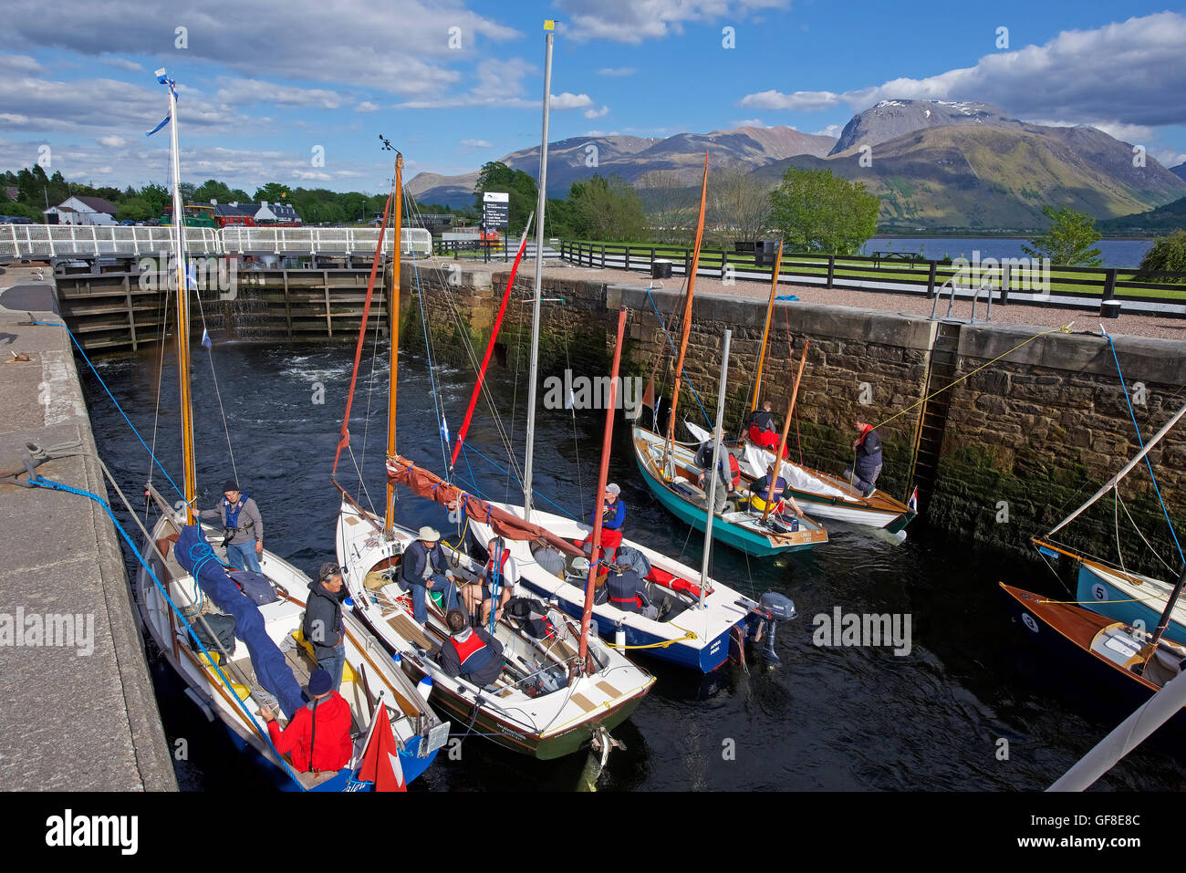 A local sailing club Regatta from Fort William entering the sea lock at ...