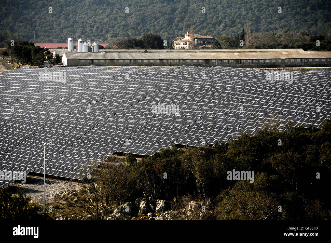 French photovoltaic solar plant in the Gard department in Ales Stock ...