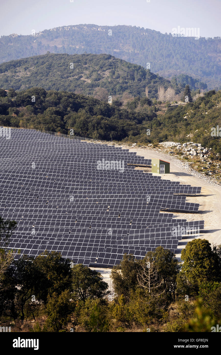 French photovoltaic solar plant in the Gard department in Ales Stock ...