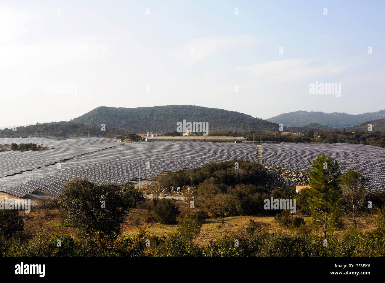 French photovoltaic solar plant in the Gard department in Ales Stock ...