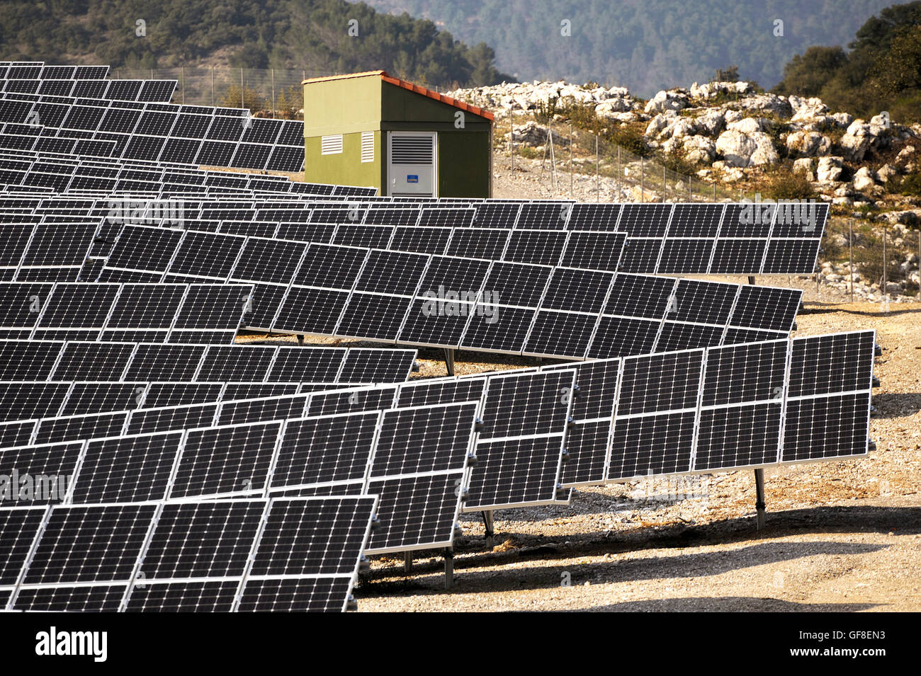 French photovoltaic solar plant in the Gard department in Ales Stock ...