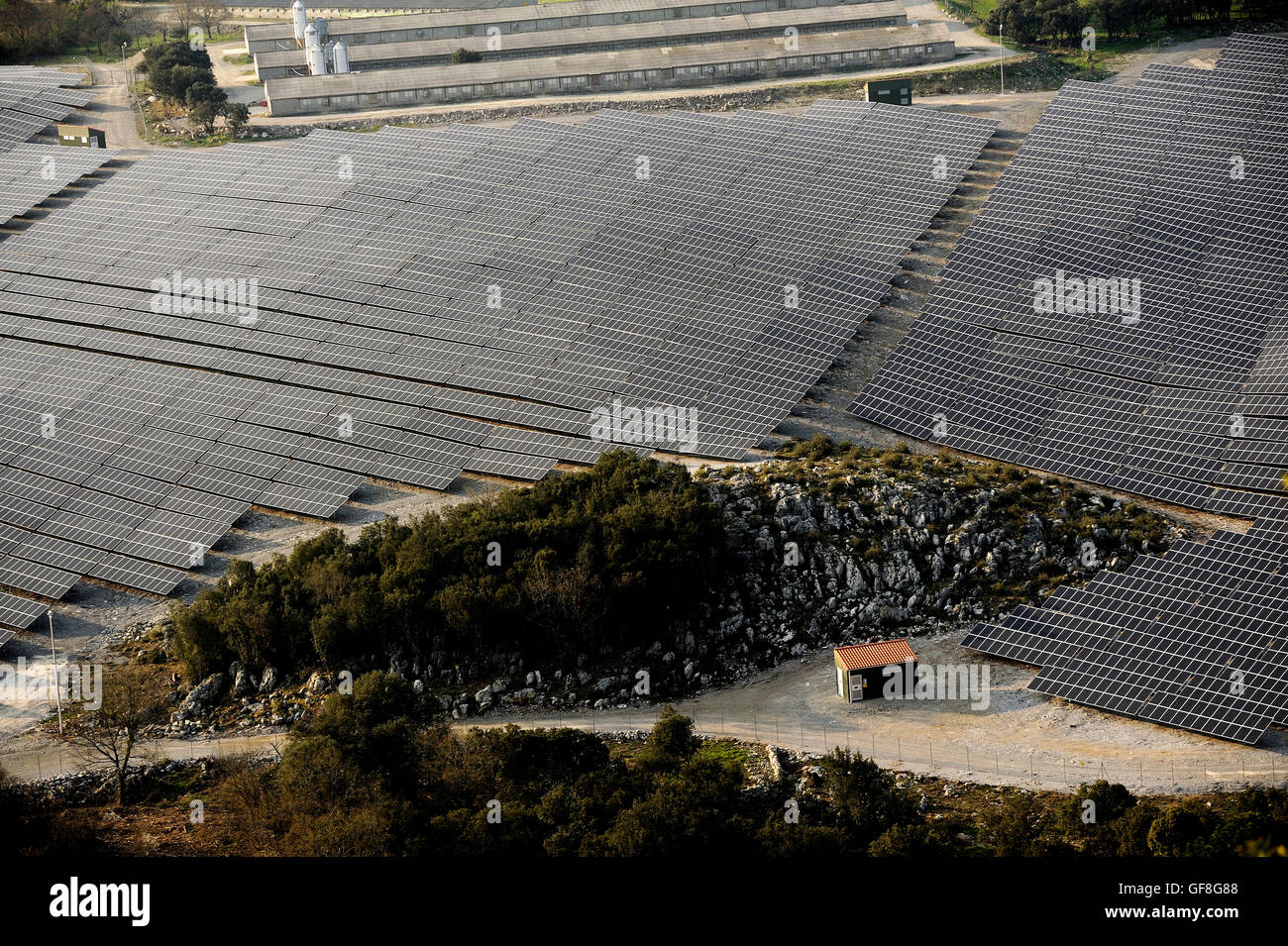 French photovoltaic solar plant in the Gard department in Ales Stock ...