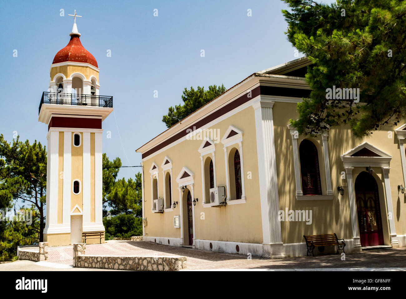 Ornate Bell Tower and a Church on a Hill – Poros, Kefalonia, Greece ...