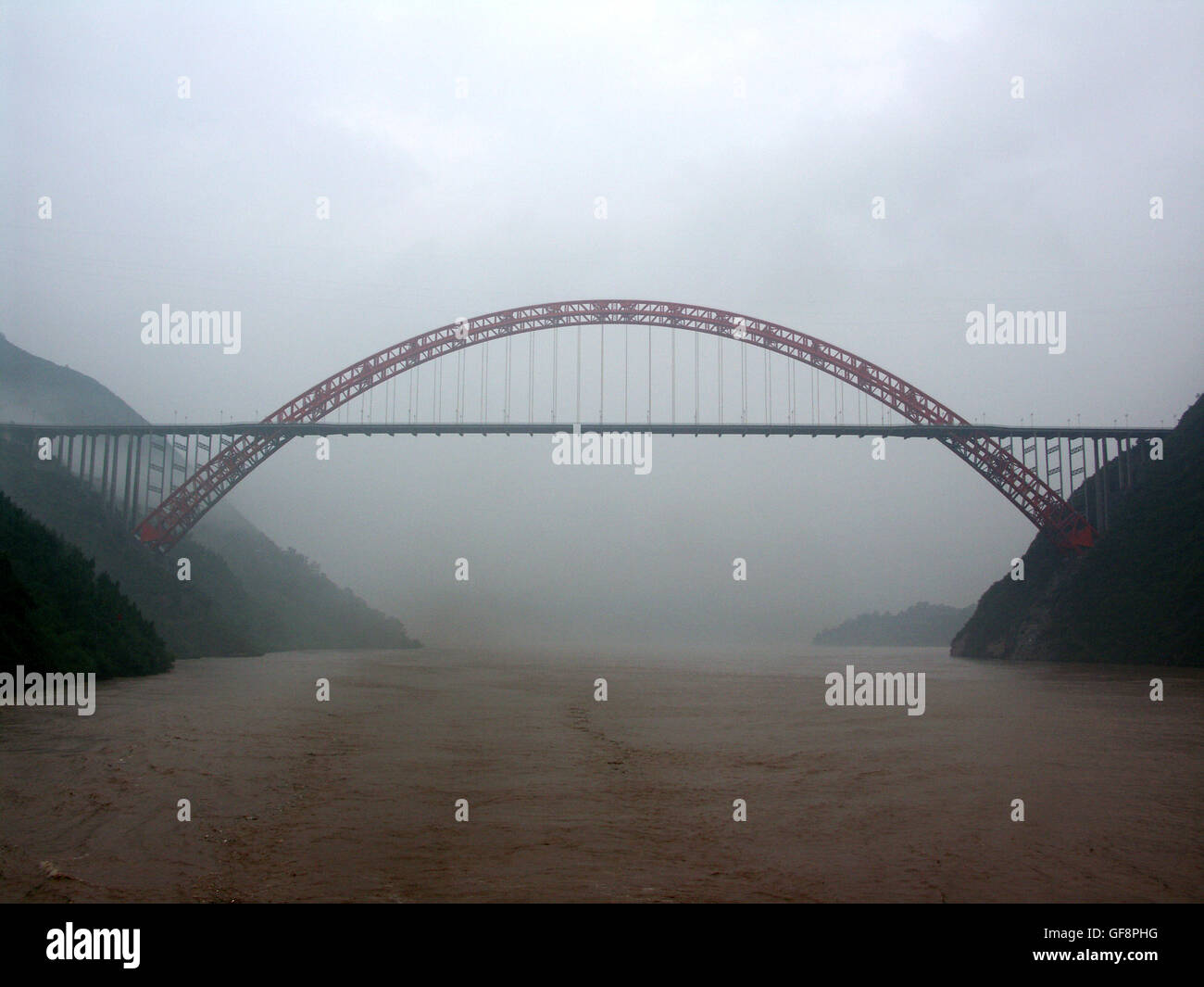 The bridge at Wan Xian over the Yangtze River in the Three Gorges area ...