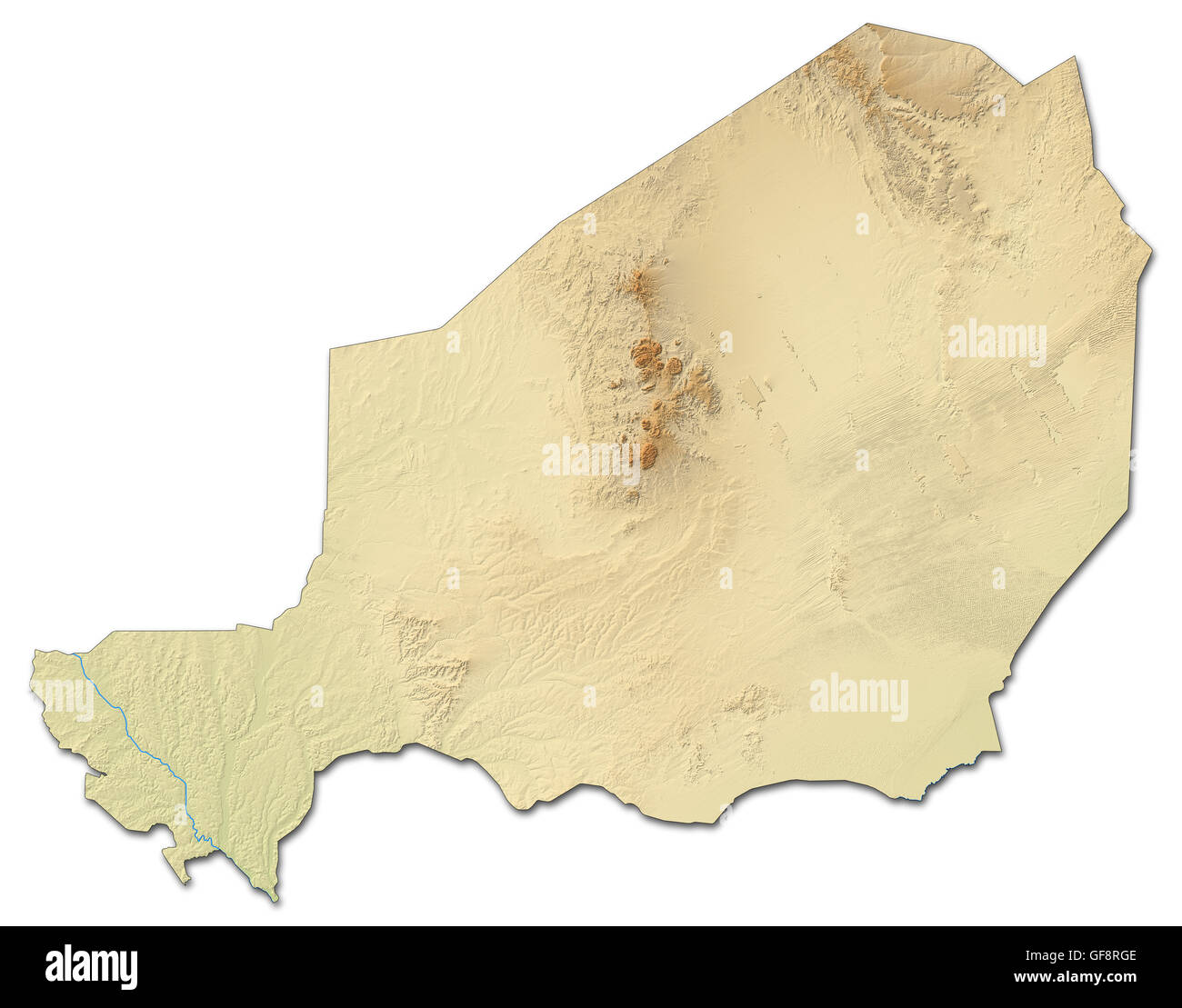 Relief map of Niger with shaded relief Stock Photo - Alamy
