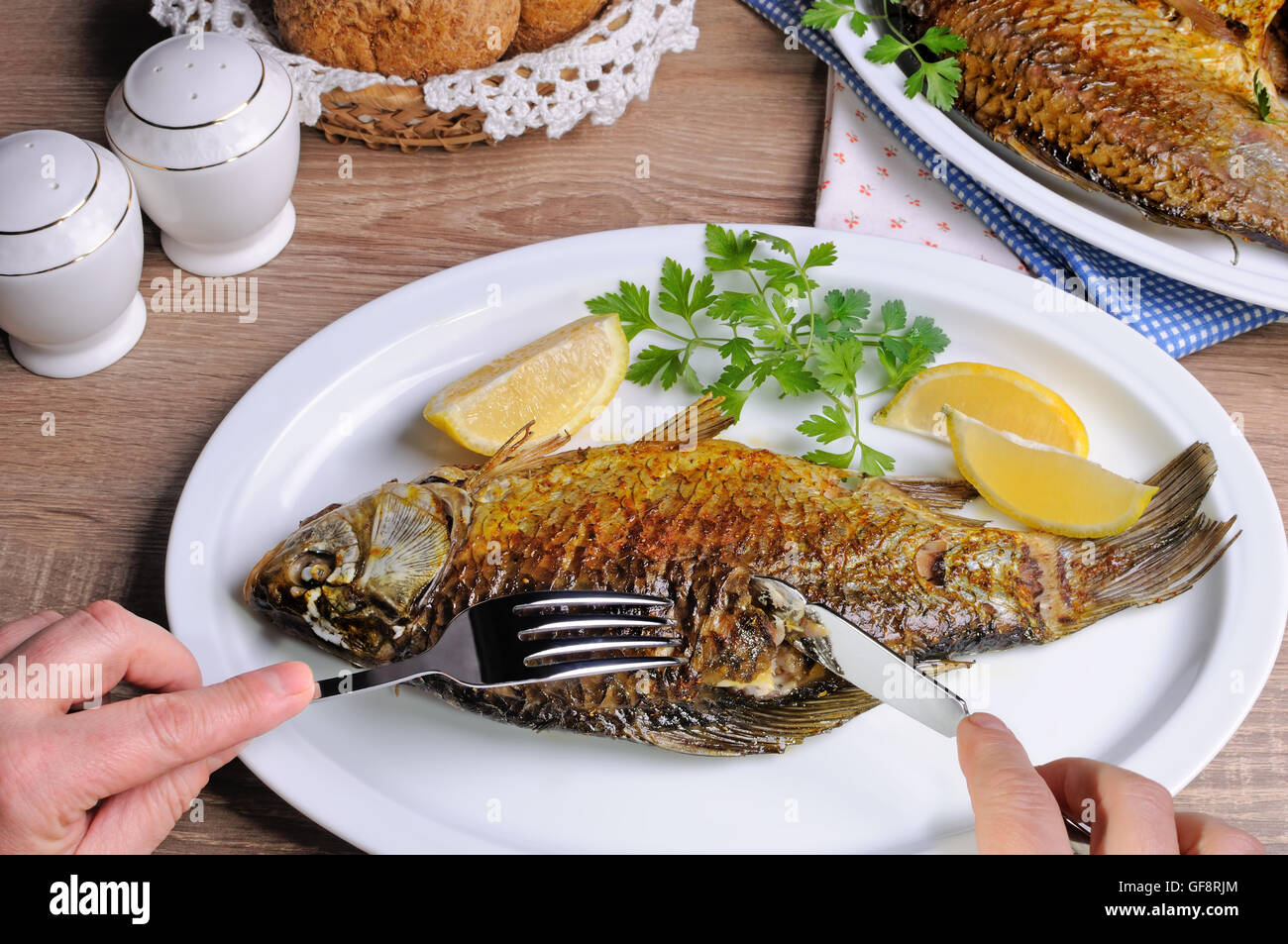 Fish in the ration is a balanced diet in your menu Stock Photo - Alamy