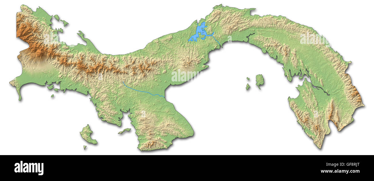 Relief map of Panama with shaded relief Stock Photo - Alamy