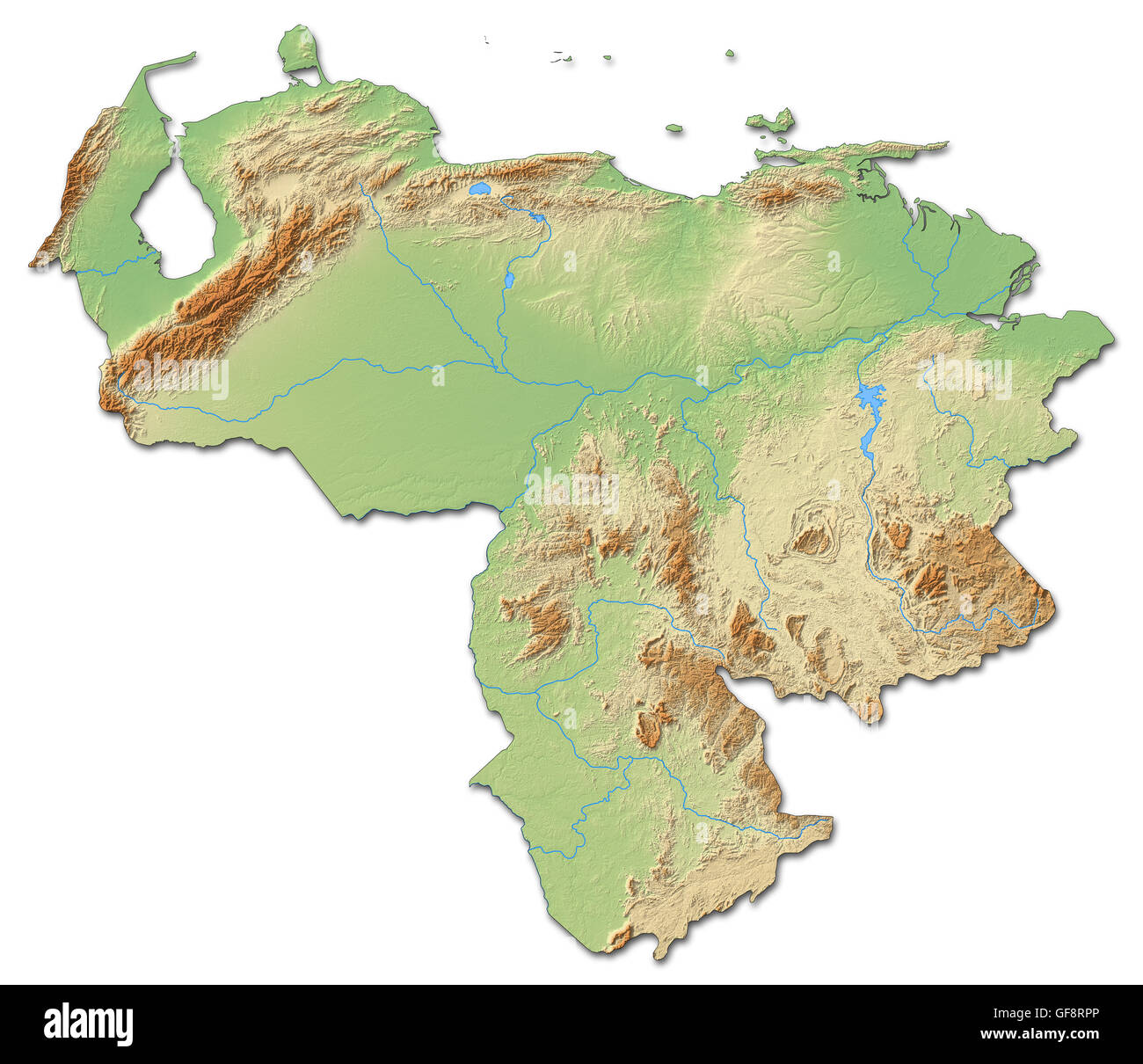 Relief map of Venezuela with shaded relief Stock Photo - Alamy