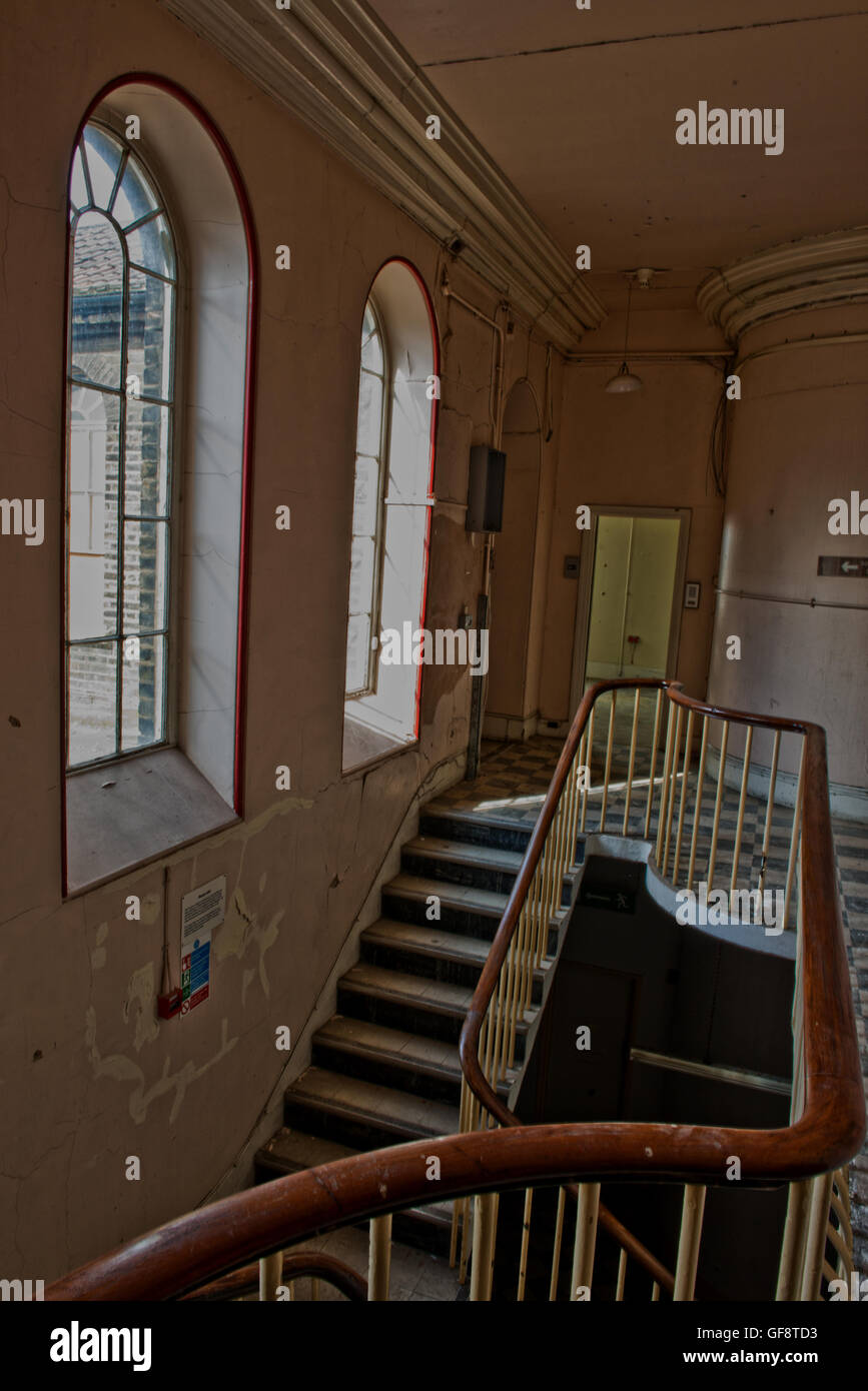 Part of the main staircase within the closed St Clements Hospital in ...