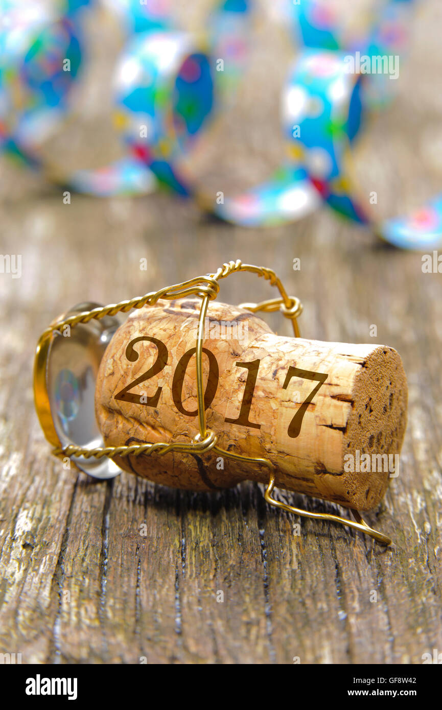 champagne cork as symbol for luck at new years 2017 Stock Photo - Alamy