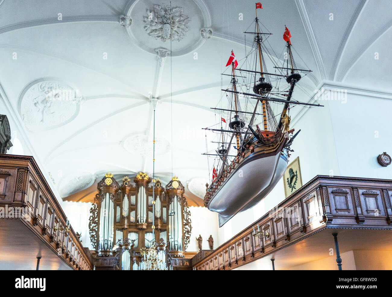 An ancient sailing ship in the holmens church inside hi-res stock ...