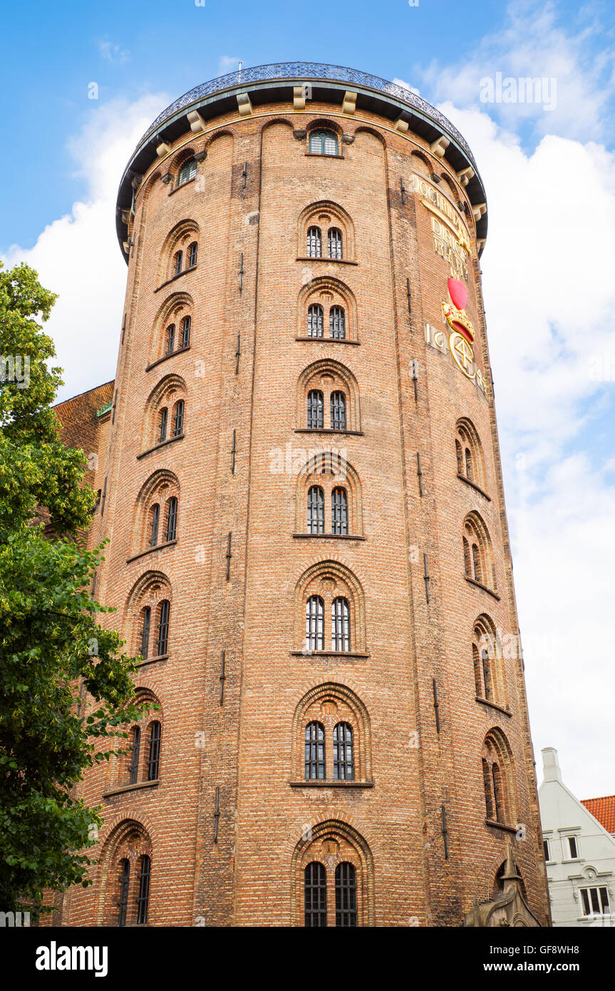Copenhagen, upward view of the Round Observatory Tower Stock Photo - Alamy