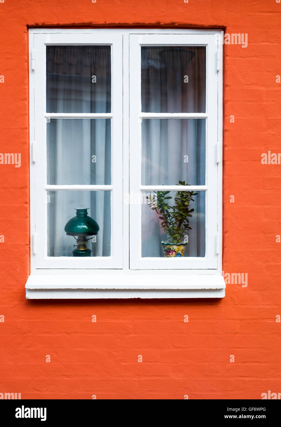 Odense, Denmark - July 21, 2015: The window of a traditional house in ...