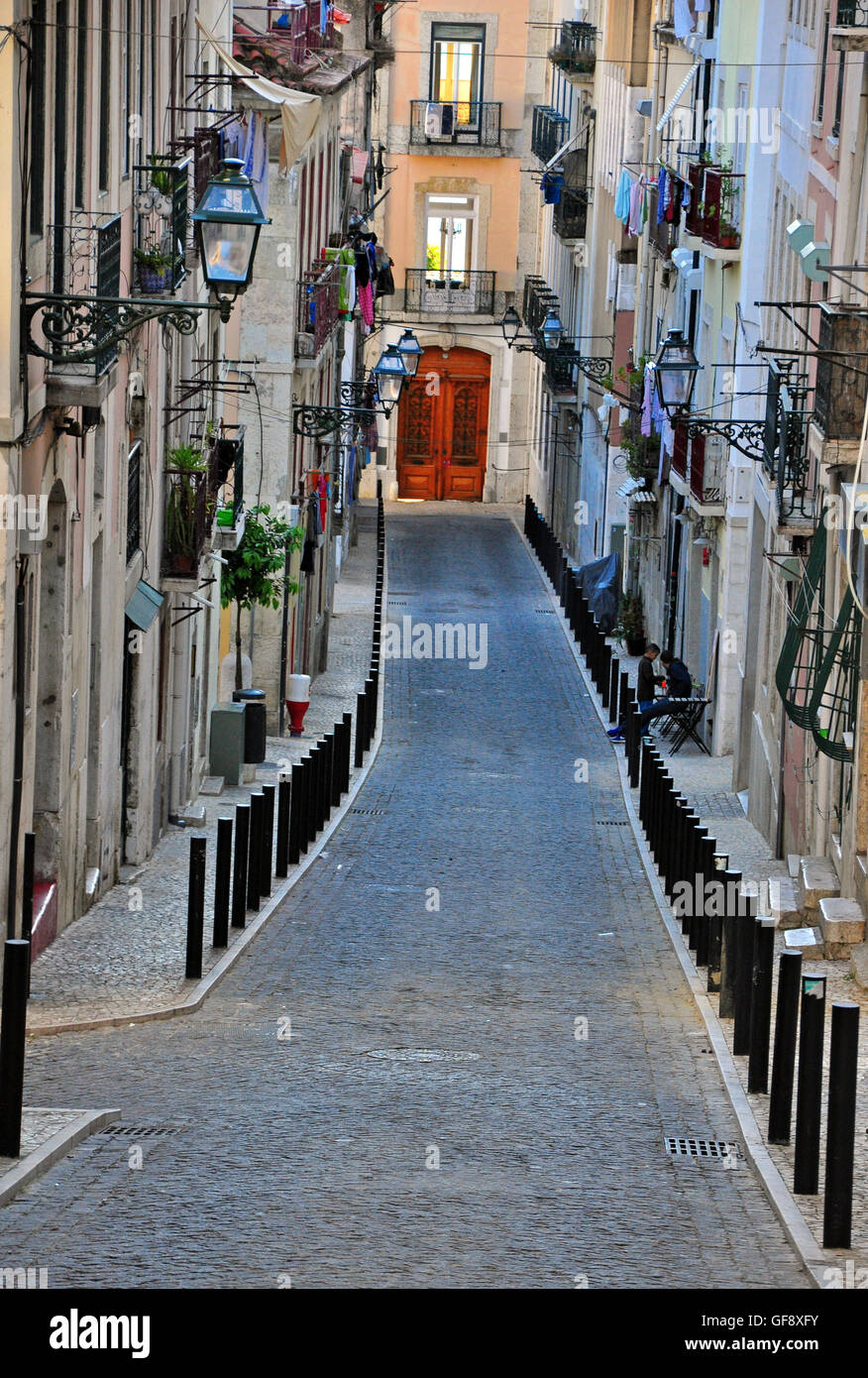 Alfama street in Lisbon, Portugal Stock Photo - Alamy