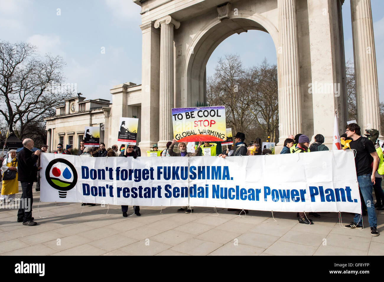 Fukushima Anniversary March, London. Protest organized against the ...