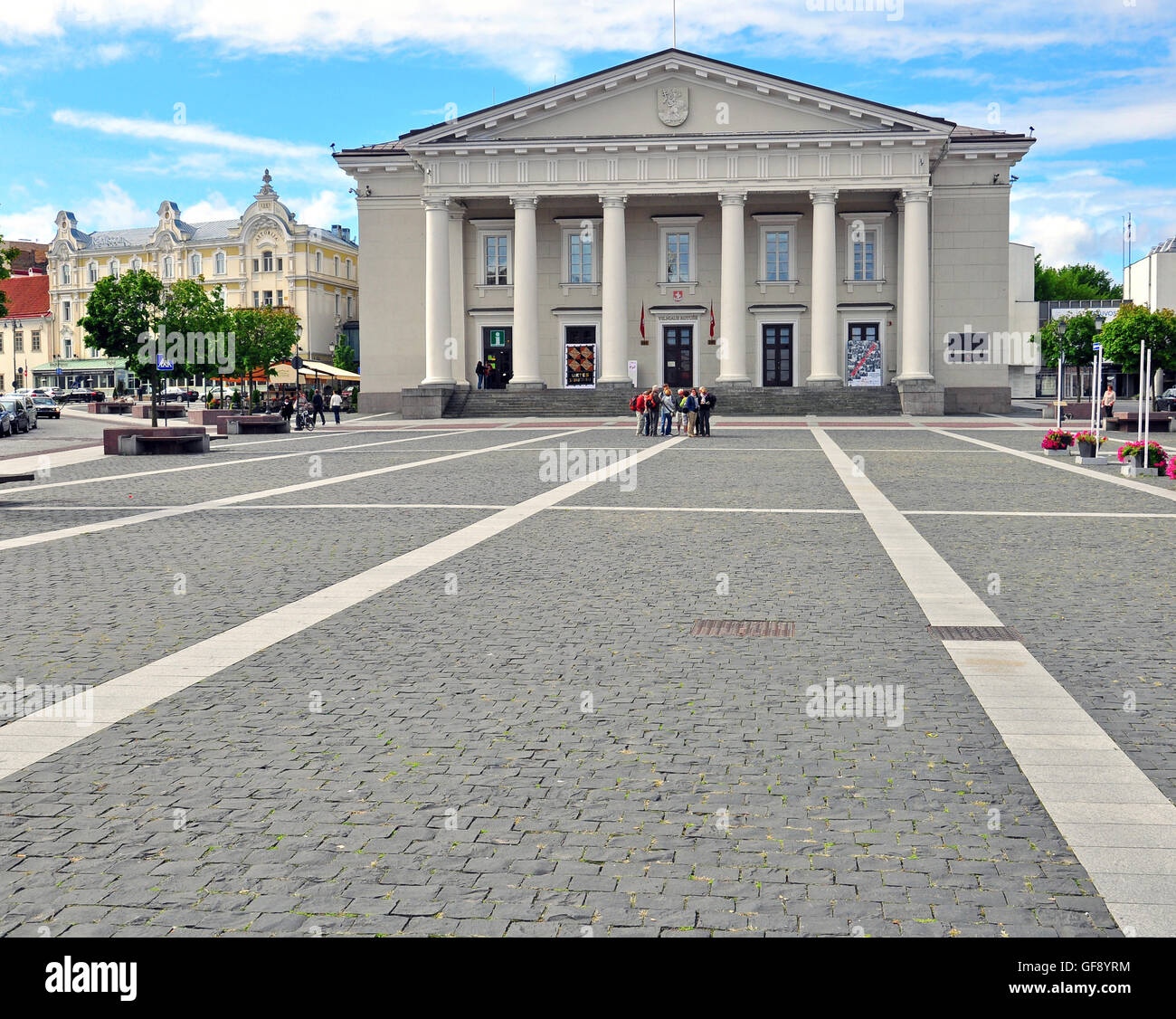 VILNIUS, LITHUANIA - AUGUST 12: View of town square of Vilnius on ...