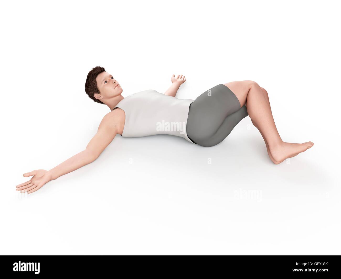 Person stretching on floor, illustration Stock Photo - Alamy