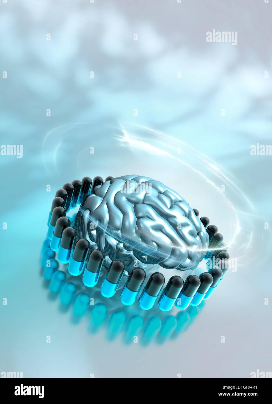 Human brain and capsules hi-res stock photography and images - Alamy