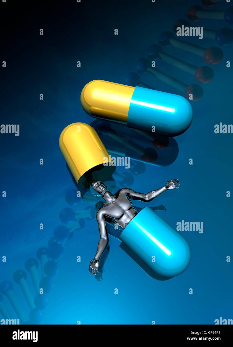 Human in capsule, conceptual illustration Stock Photo - Alamy