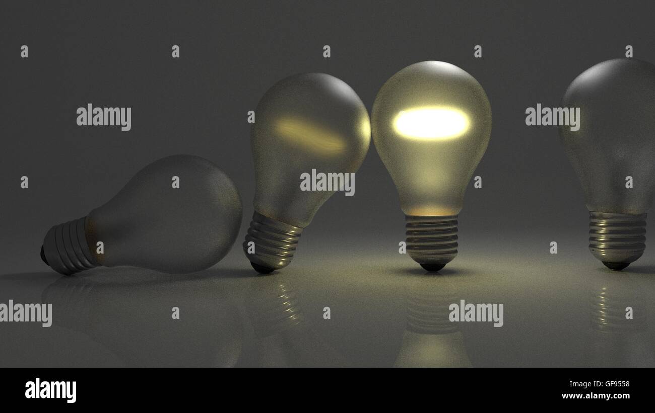 Lightbulbs falling on each other like dominoes passing ideas along ...