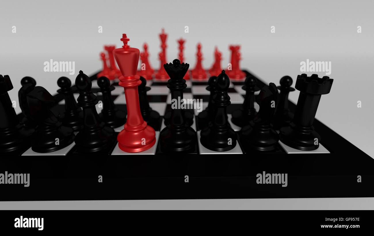 red king leading black team Stock Photo - Alamy