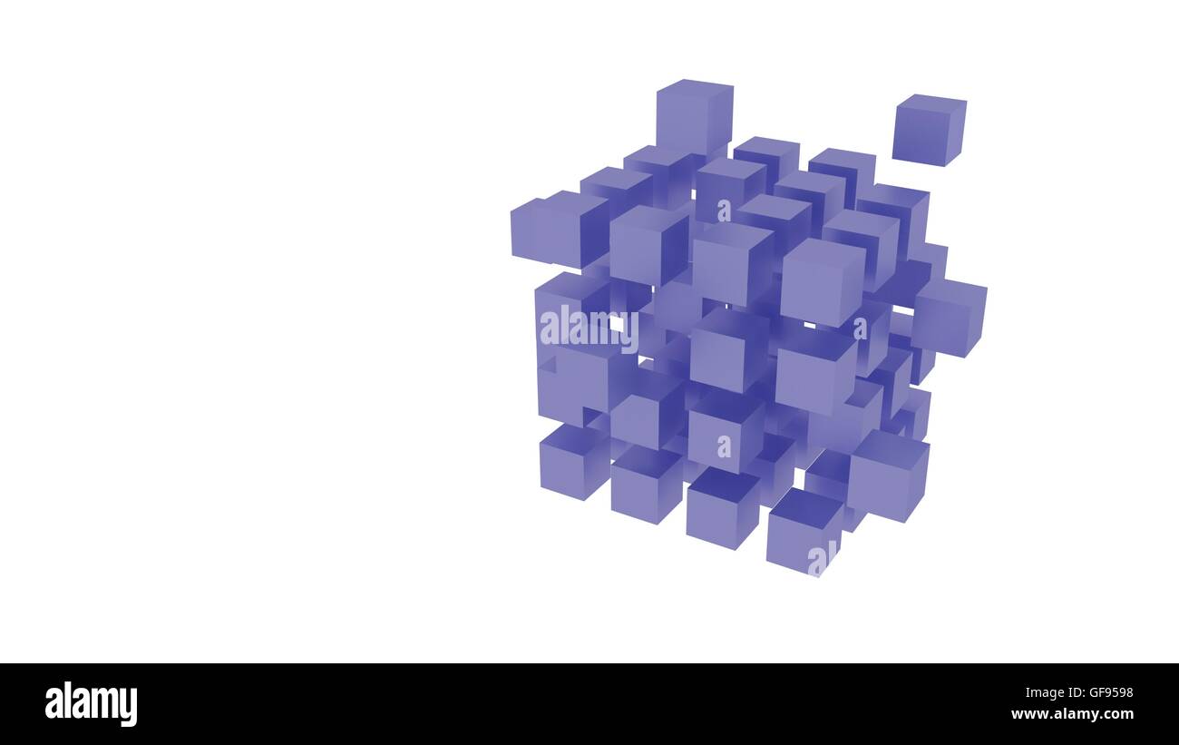 blue array of cubes isolated on white 3d render Stock Photo - Alamy