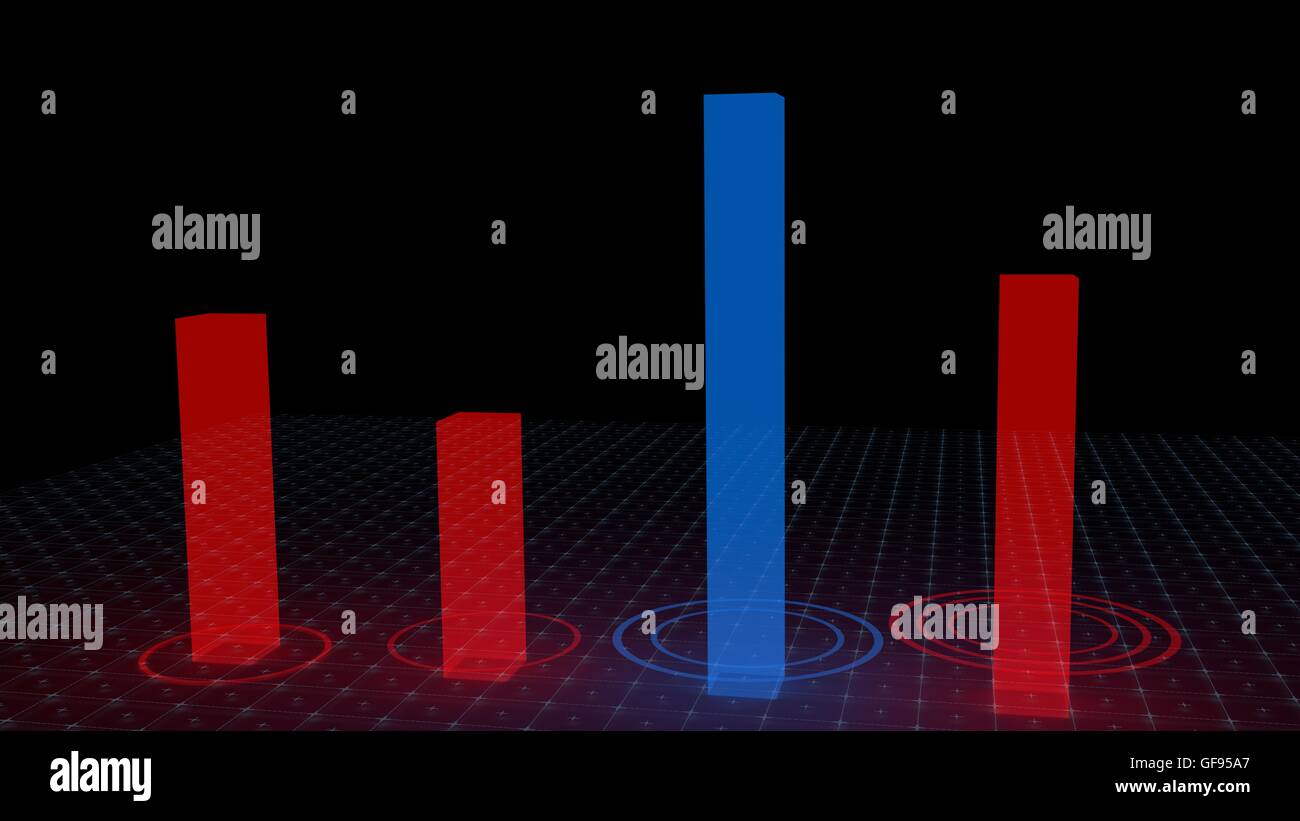 Hologram showing statistics with bar graph 3d render Stock Photo - Alamy