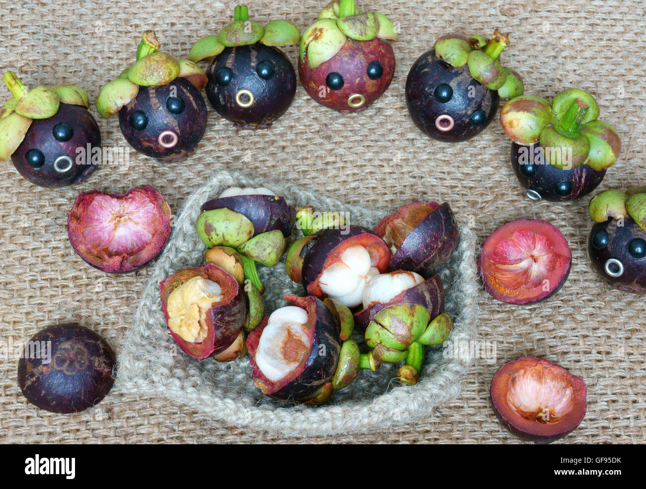 Amazing background with funny idea, impersonation, mangosteen with ...