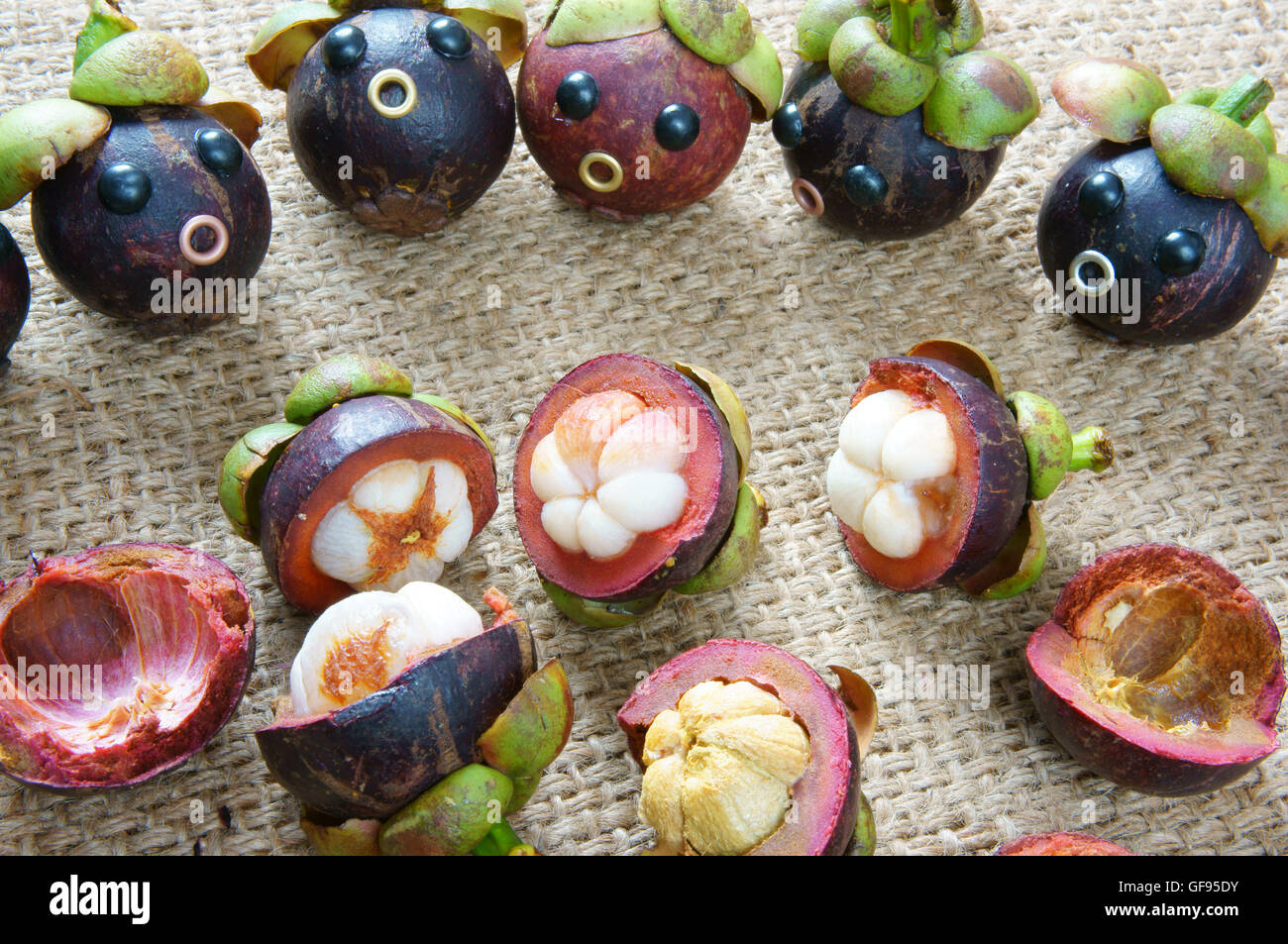 Amazing background with funny idea, impersonation, mangosteen with ...