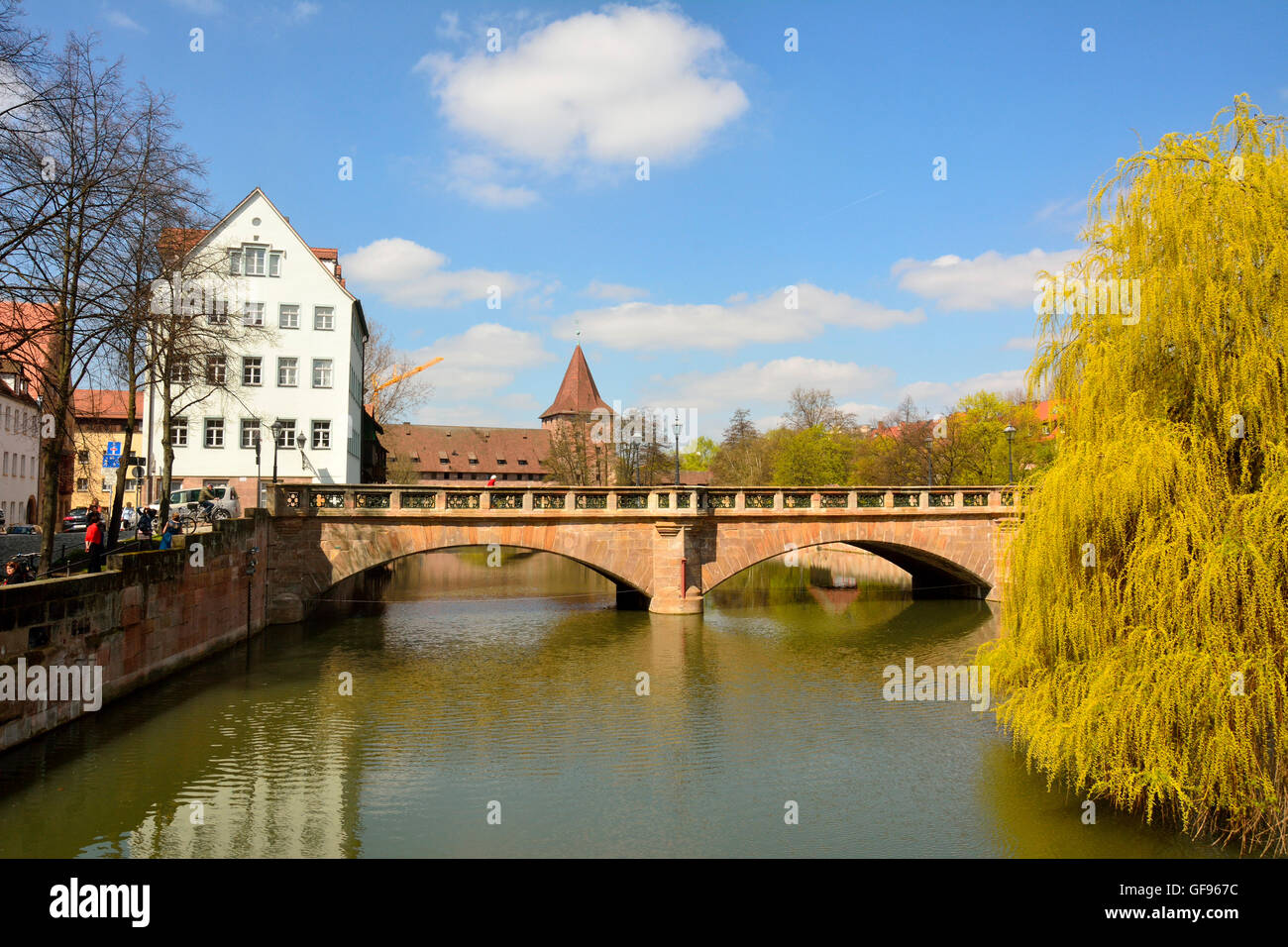 View of Maxbrucke bridge across Pegnitz river in Nuremberg Stock Photo ...
