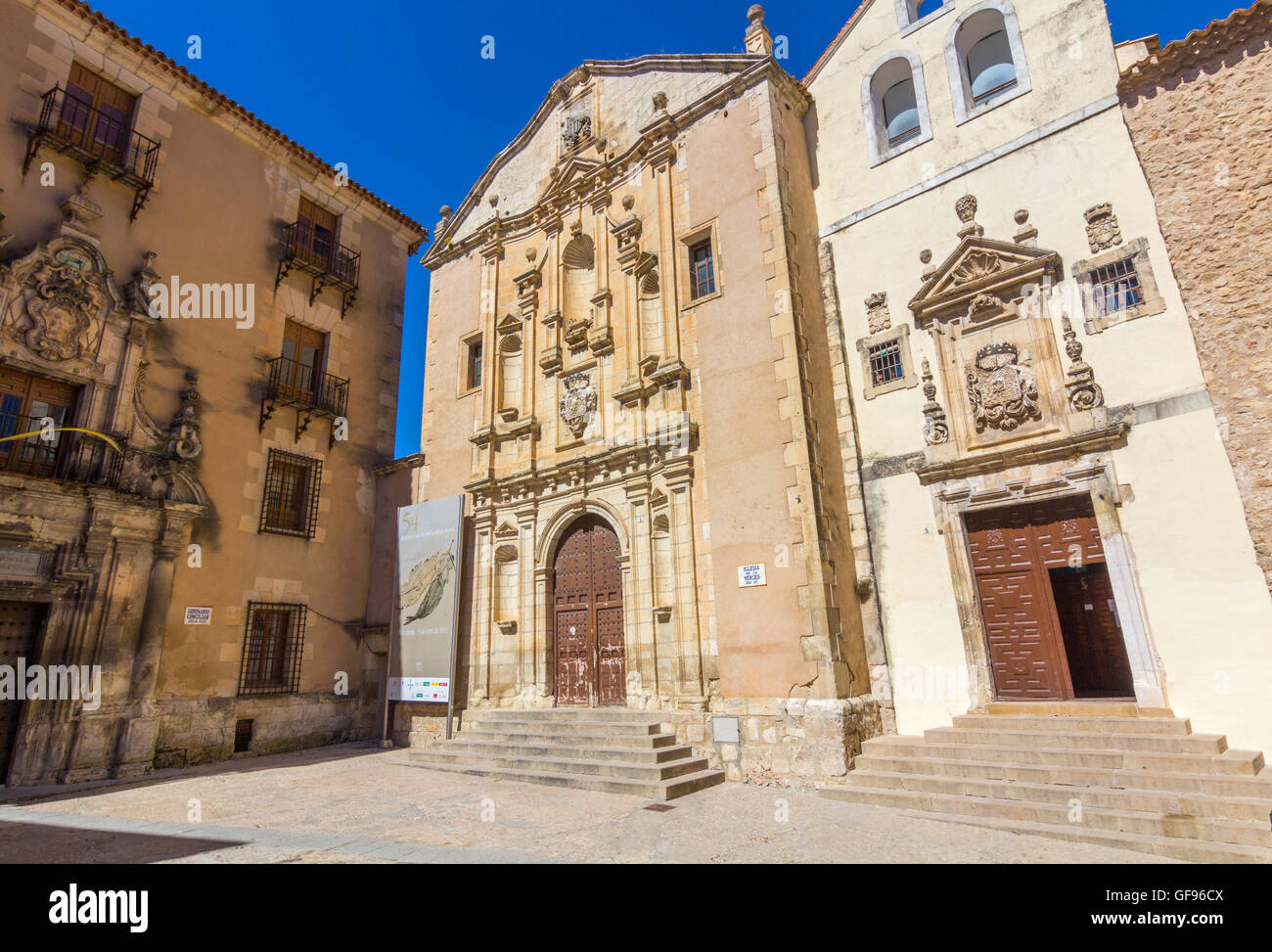 Typical streets and buildings of the famous city of Cuenca, Spain Stock ...
