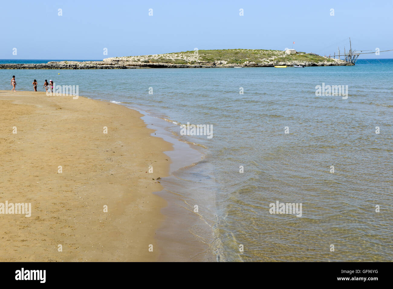 Torre Canne, Italy - 28 June 2016: beach and island on the coast of ...
