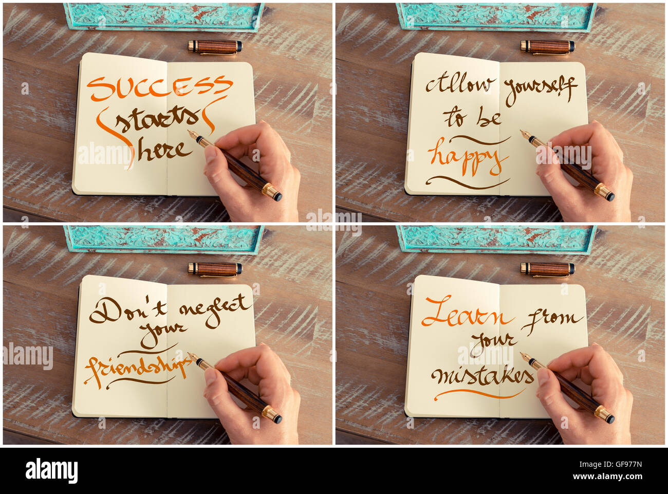 Photo collage of handwritten motivational messages Stock Photo - Alamy