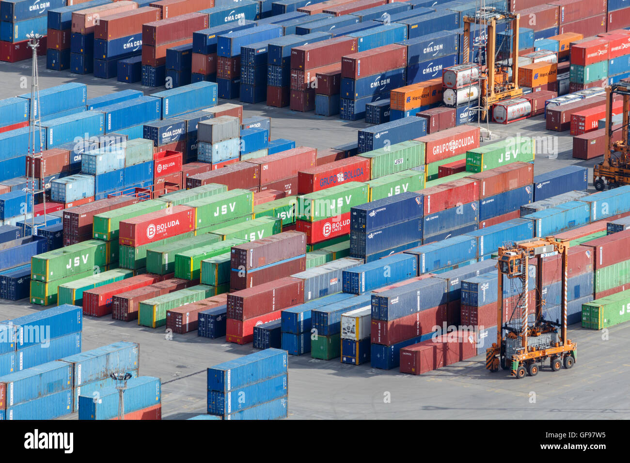 Image of cargo containers stacked up Stock Photo - Alamy