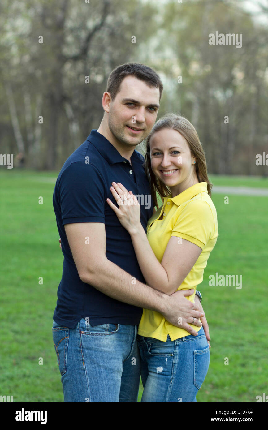 Portrait of love couple embracing outdoor Stock Photo - Alamy