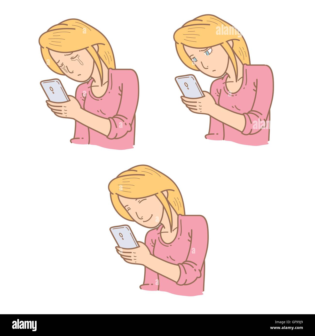 Woman phone thinking in Stock Vector Images - Alamy