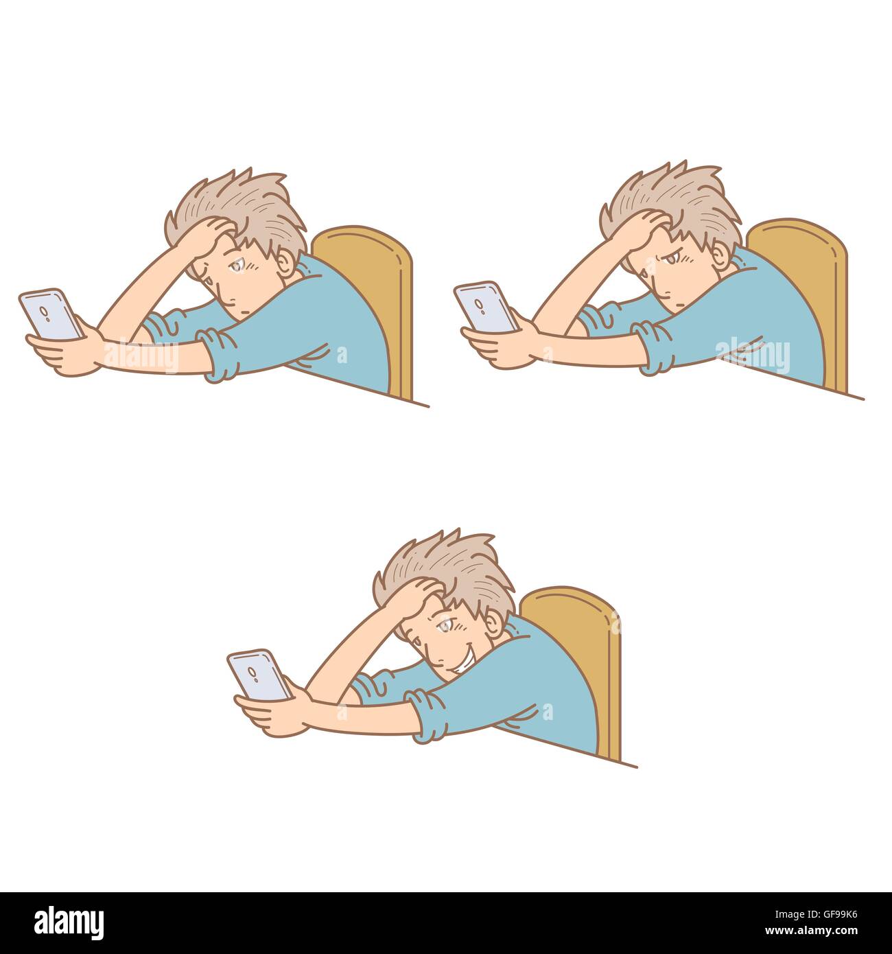 Sad man phone Stock Vector Images - Alamy