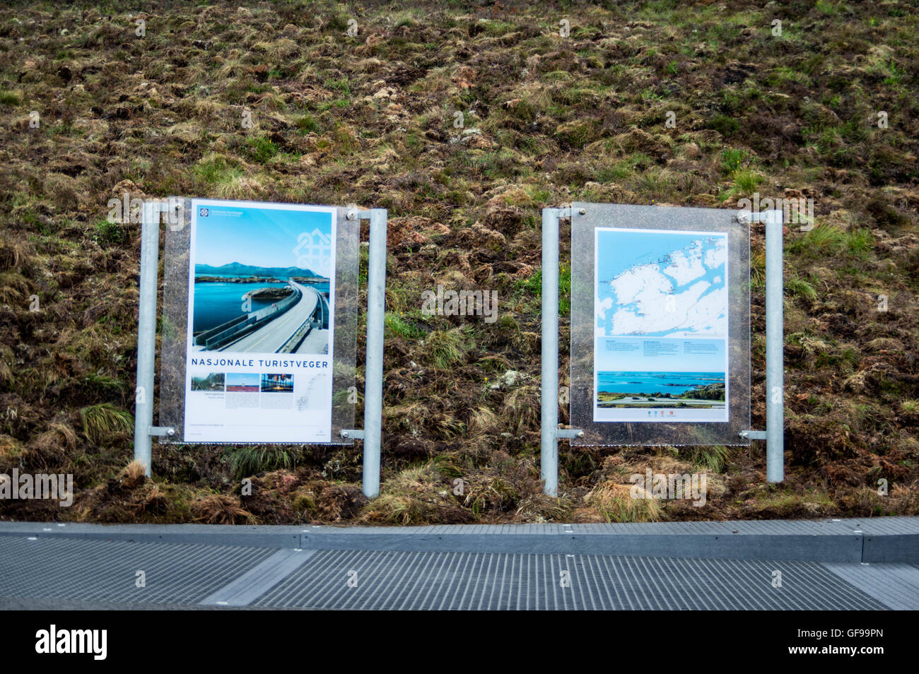 Tourist information signs at the Atlantic Road Stock Photo - Alamy