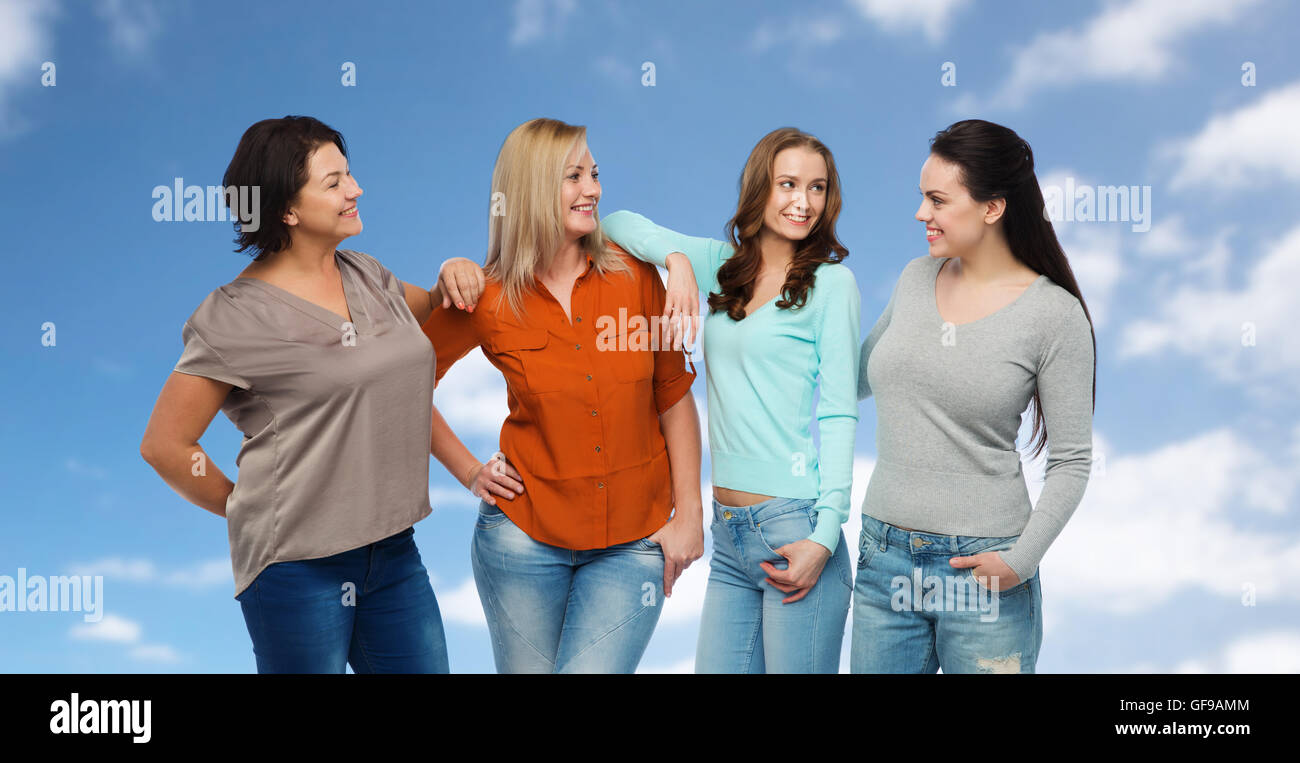 group of happy different women in casual clothes Stock Photo - Alamy