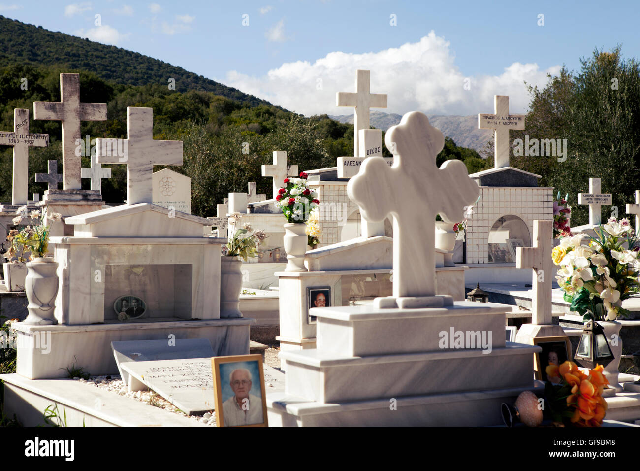 Greek cemetery near Sami, Cephalonia island, Greece Stock Photo - Alamy