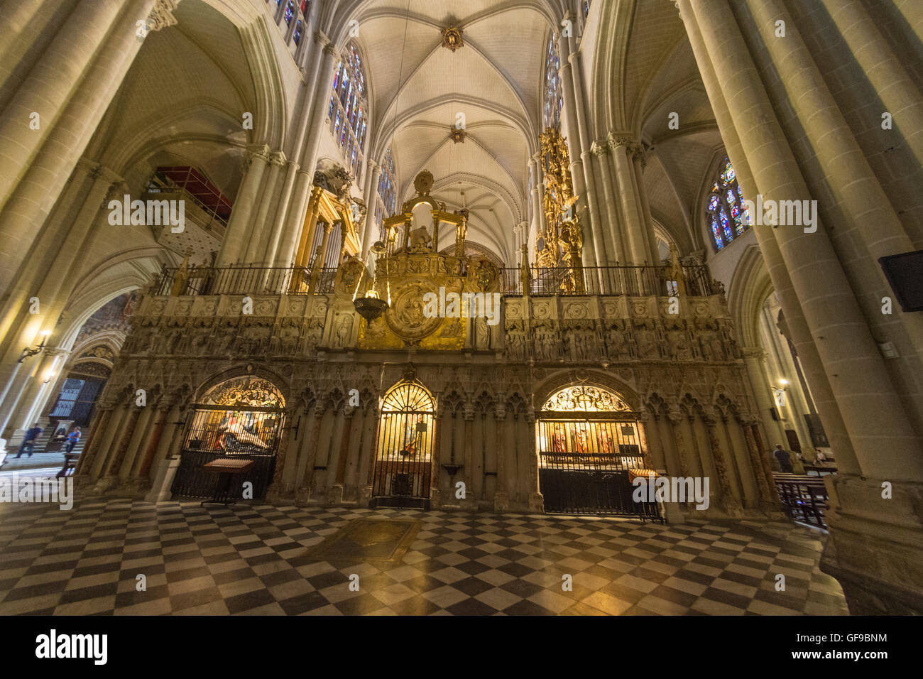 Vaulted ceiling, high altar, and reja of the main chapel of The Primate ...