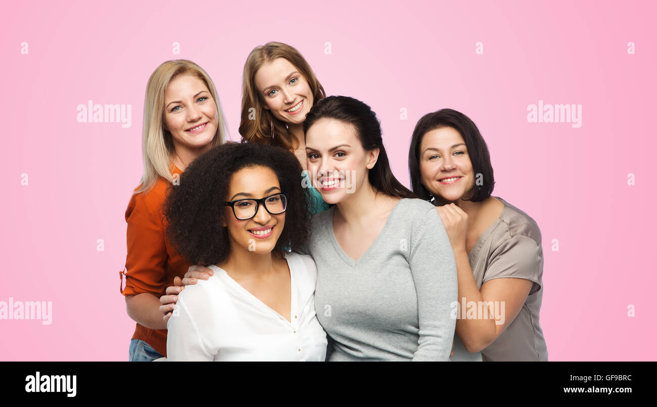 group of happy different women in casual clothes Stock Photo - Alamy